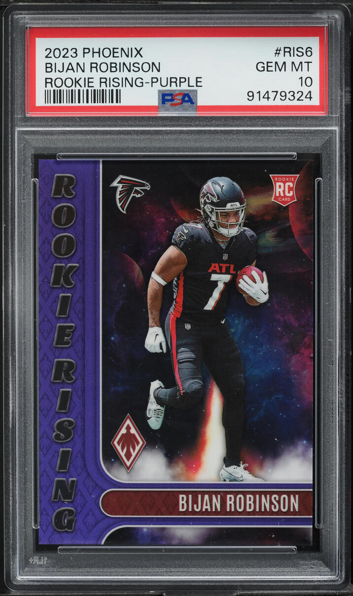 2023 Panini Phoenix Rising Purple Bijan Robinson ROOKIE /125 #RIS6 PSA 10 GEM on Fanatics Collect