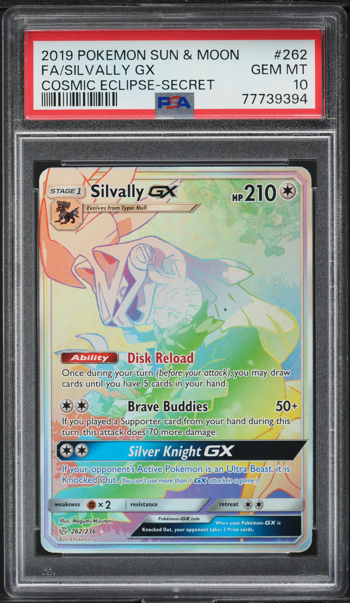 2019 Pokemon Sun & Moon Cosmic Eclipse Hyper Rare Silvally GX #262 PSA ...