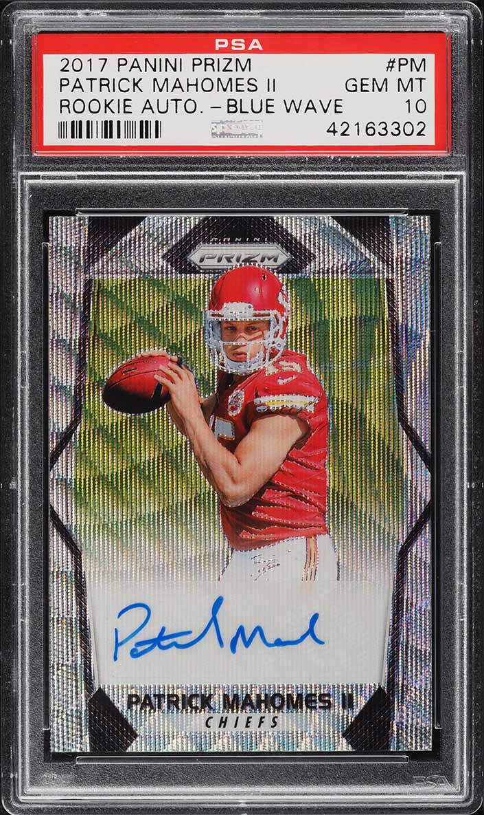 2017 Panini Prizm Blue Wave Patrick Mahomes II ROOKIE AUTO /149 PSA 10 ...