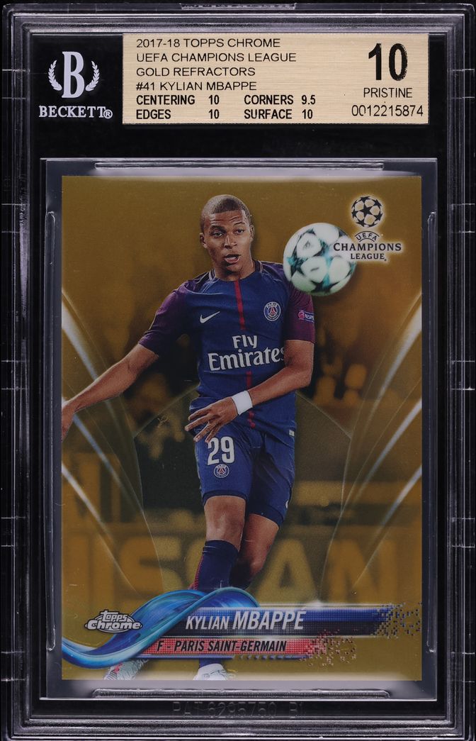 2017 Topps Chrome UEFA Champ Gold Refractor Kylian Mbappe ROOKIE /50 #41 BGS 10 on Fanatics Collect