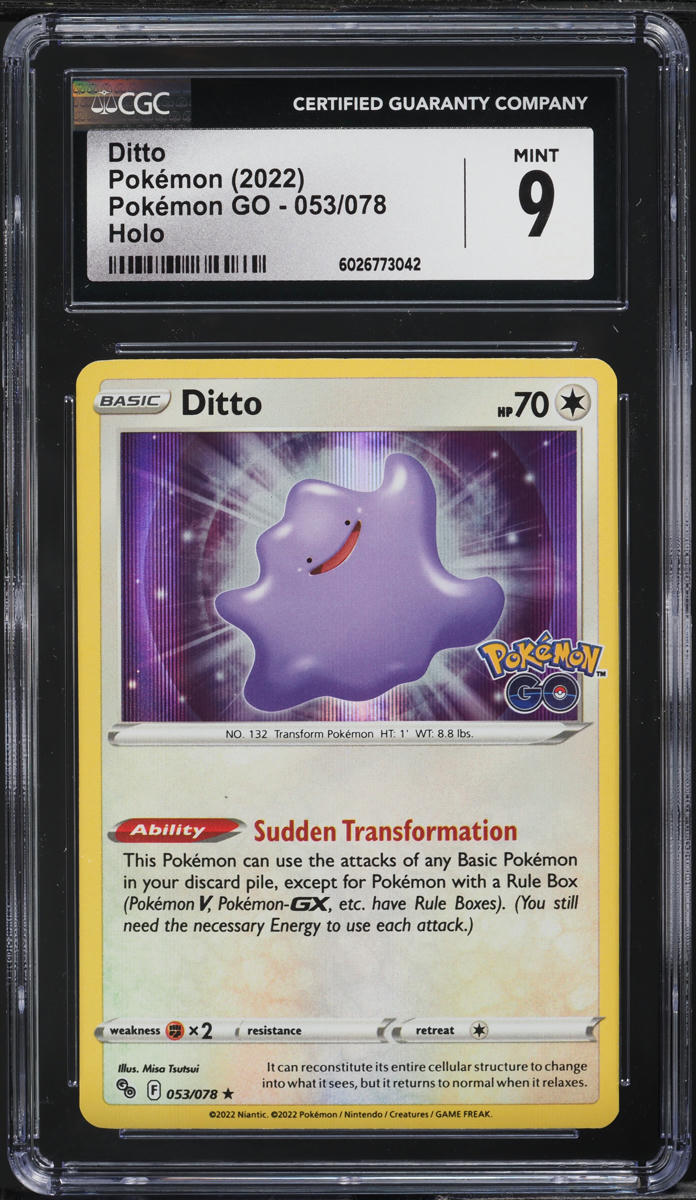 2022 Pokemon Sword & Shield Pokemon GO Holo Ditto #53 CGC 9 MINT on ...