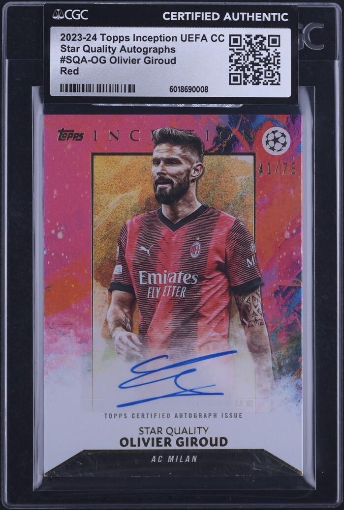 2023 Topps Inception UEFA Star Quality Red Olivier Giroud AUTO /75 CGC ...