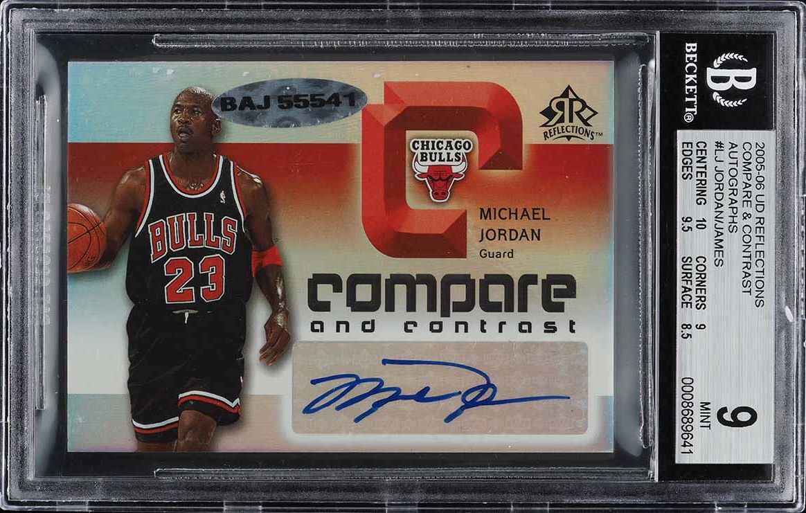 2005 UD Reflections Compare Contrast Michael Jordan LeBron James AUTO ...
