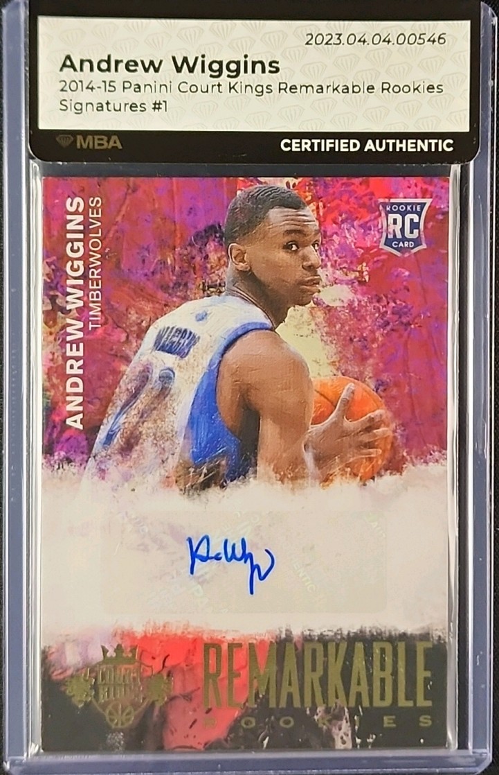 2014 Panini Court Kings Remarkable Andrew Wiggins ROOKIE AUTO #1 MBA ...
