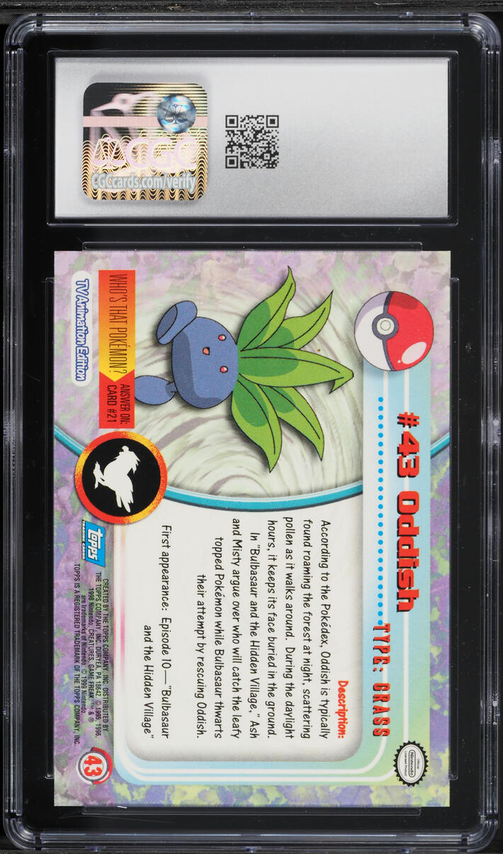 1999 Topps Pokemon Series 1 First Print Oddish #43 CGC 8 NM-MT on ...