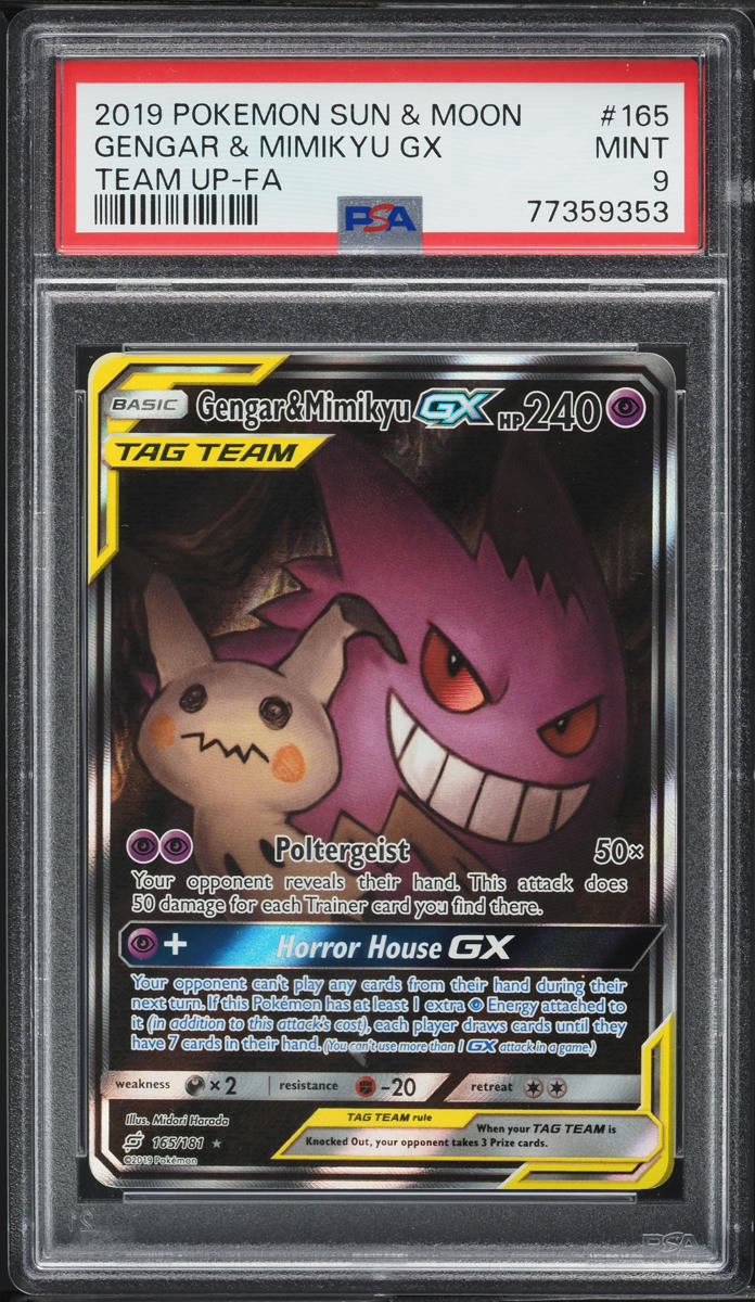 2019 Pokemon Sun & Moon Team Up Alt Art Gengar & Mimikyu GX #165 PSA 9 MINT on Fanatics Collect