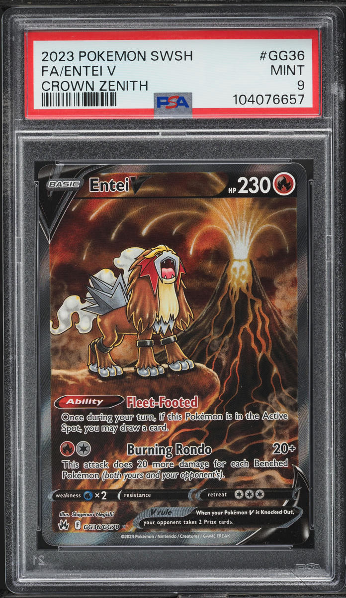 2023 Pokemon Sword & Shield Crown Zenith Full Art Entei V #GG36 PSA 9 MINT on Fanatics Collect