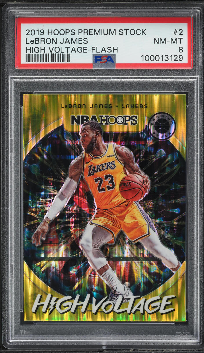 2019 Hoops Premium Stock High Voltage Flash LeBron James #2 PSA 8 NM-MT ...