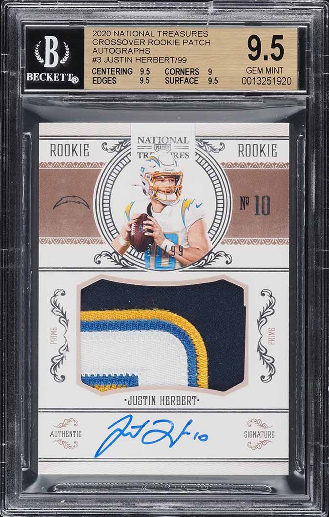 2020 National Treasures Crossover Justin Herbert ROOKIE PATCH AUTO /99 ...