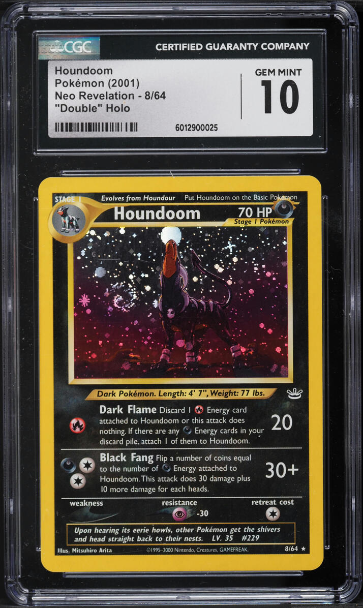 2001 Pokemon Neo Revelation Double Holo Houndoom #8 CGC 10 GEM MINT on ...