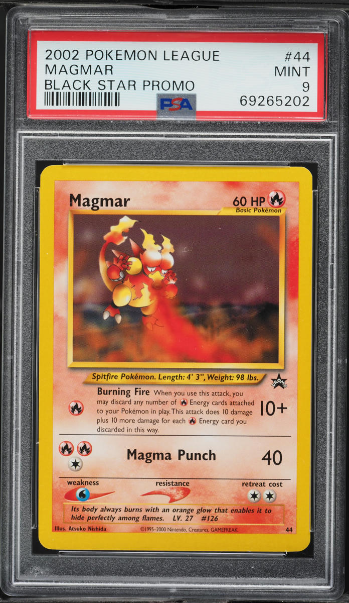 2002 Pokemon League Black Star Promo Magmar #44 PSA 9 MINT on Fanatics ...