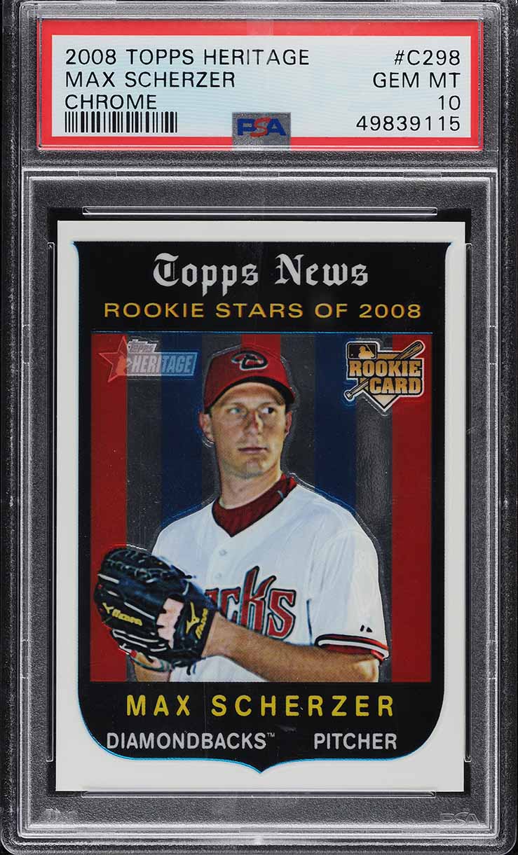 2008 Topps Heritage Chrome Max Scherzer ROOKIE /1959 #C298 PSA 10 GEM ...