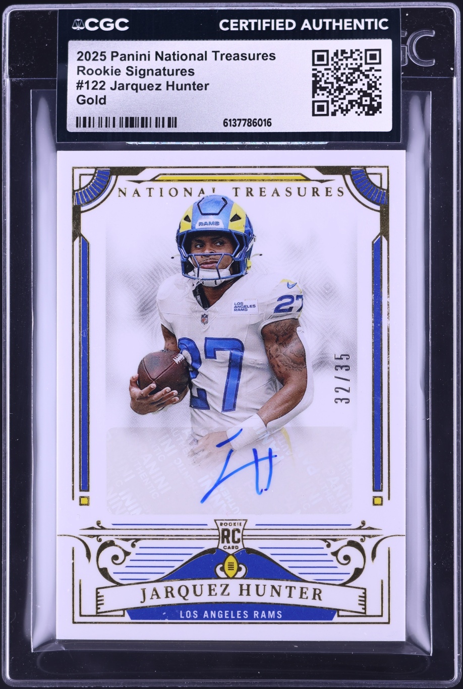 2025 National Treasures Signatures Gold Jarquez Hunter ROOKIE AUTO /35 ...
