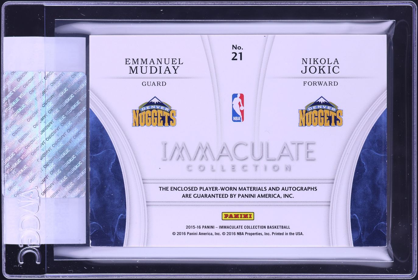 2015 Immaculate Collection Emmanuel Mudiay Nikola Jokic RC NBA LOGOMAN ...