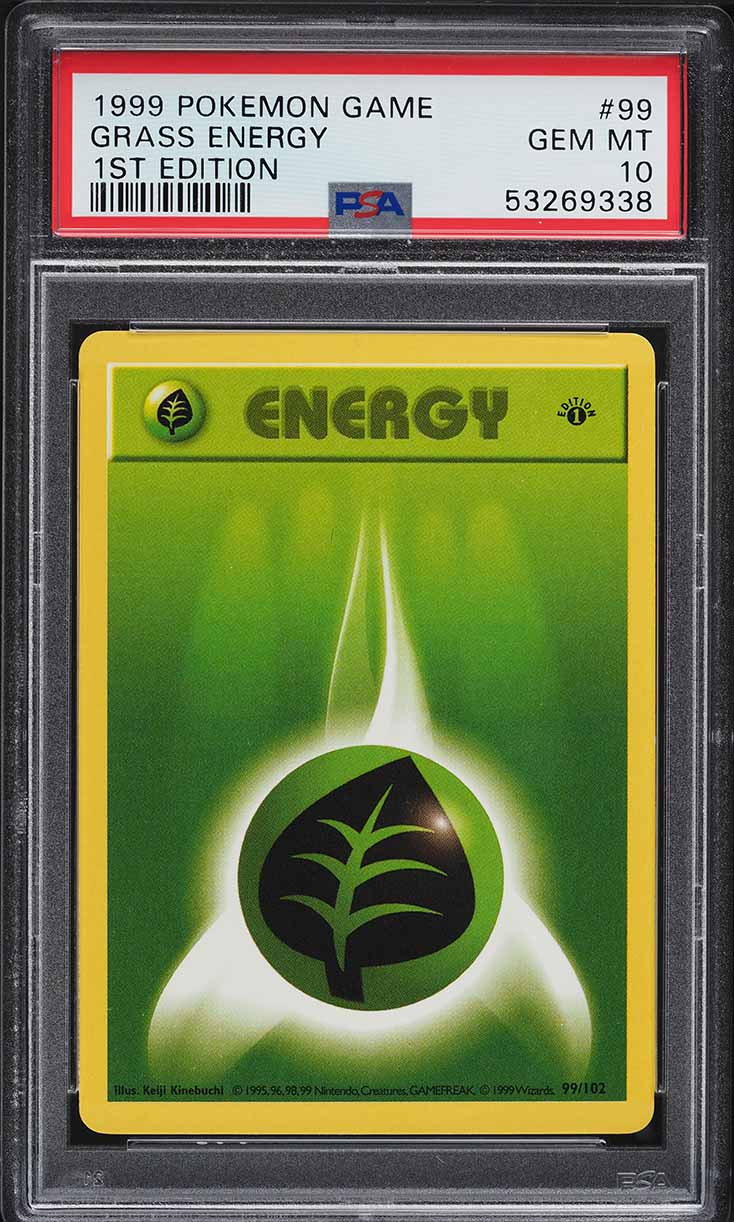 1999 Pokemon Base Set Shadowless 1st Edition Grass Energy #99 PSA 10 ...