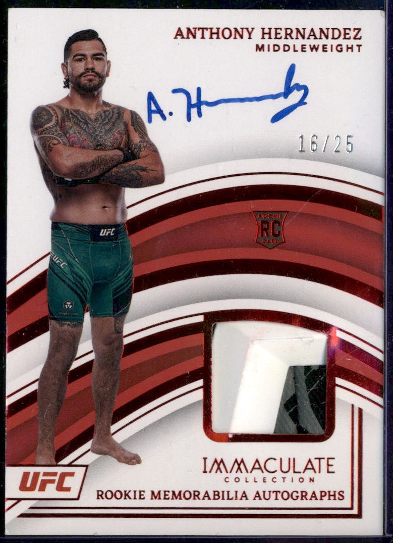 2023 Immaculate Collection UFC Memorabilia Auto Red Anthony Hernandez ...