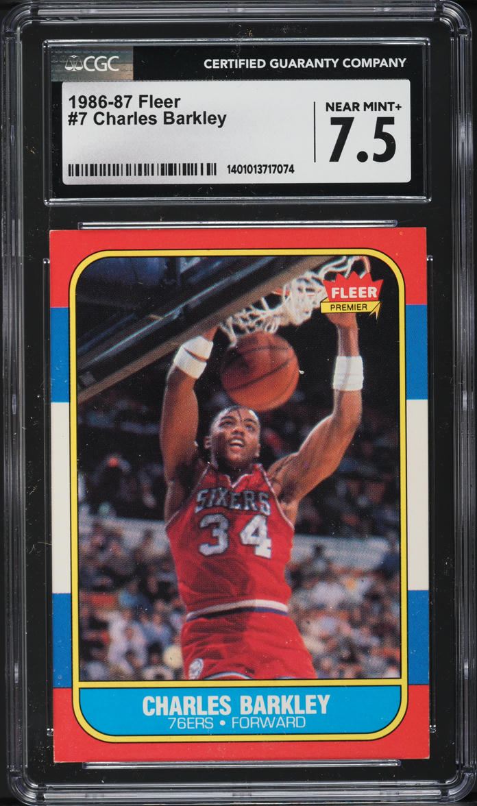1986 Fleer Basketball Charles Barkley ROOKIE #7 CGC 7.5 NRMT+ on ...