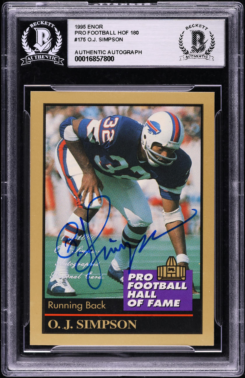 1995 Enor Pro Football HOF 180 O.J. Simpson AUTO #175 BAS BGS AUTH on ...