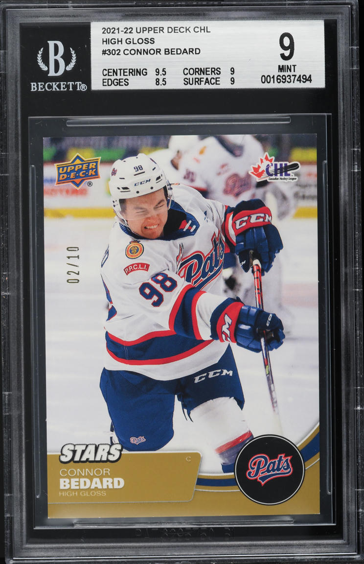 2021 Upper Deck CHL High Gloss Connor Bedard ROOKIE /10 #302 BGS 9 MINT ...