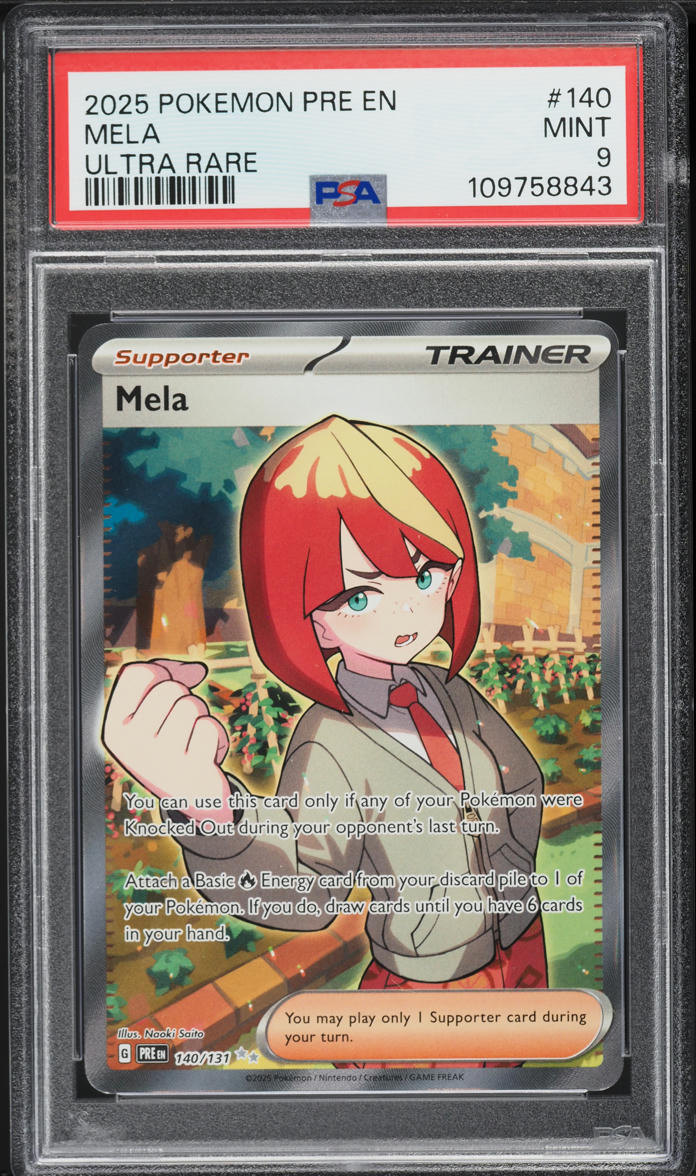 2025 Pokemon SV Prismatic Evolutions Full Art Mela #140 PSA 9 MINT on ...