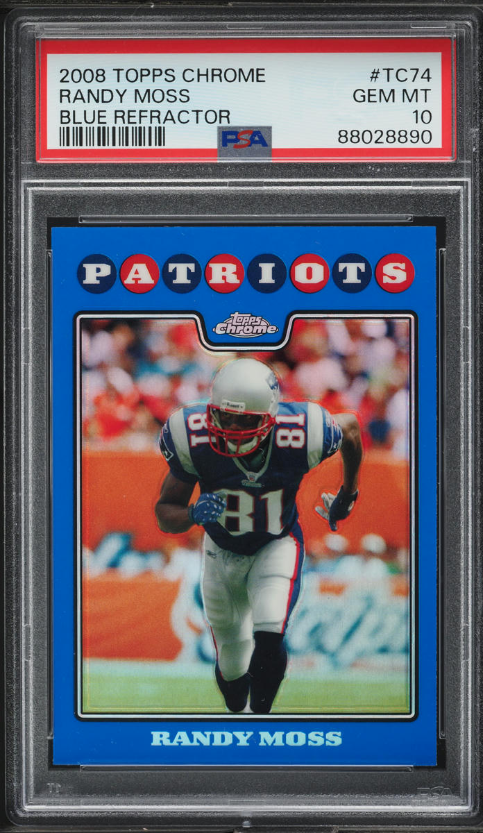 2008 Topps Chrome Blue Refractor Randy Moss #TC74 PSA 10 GEM MINT on ...