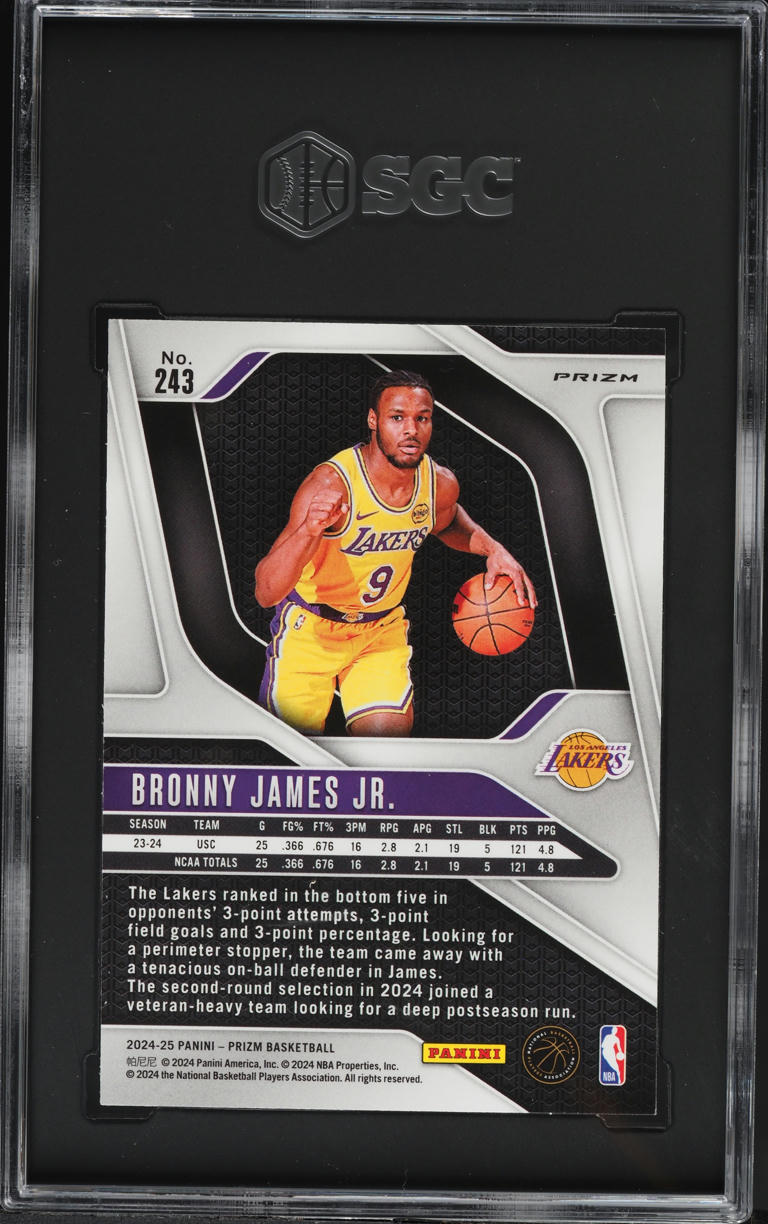 2024 Panini Prizm Green Ice Bronny James Jr. ROOKIE #243 SGC 10 GEM ...