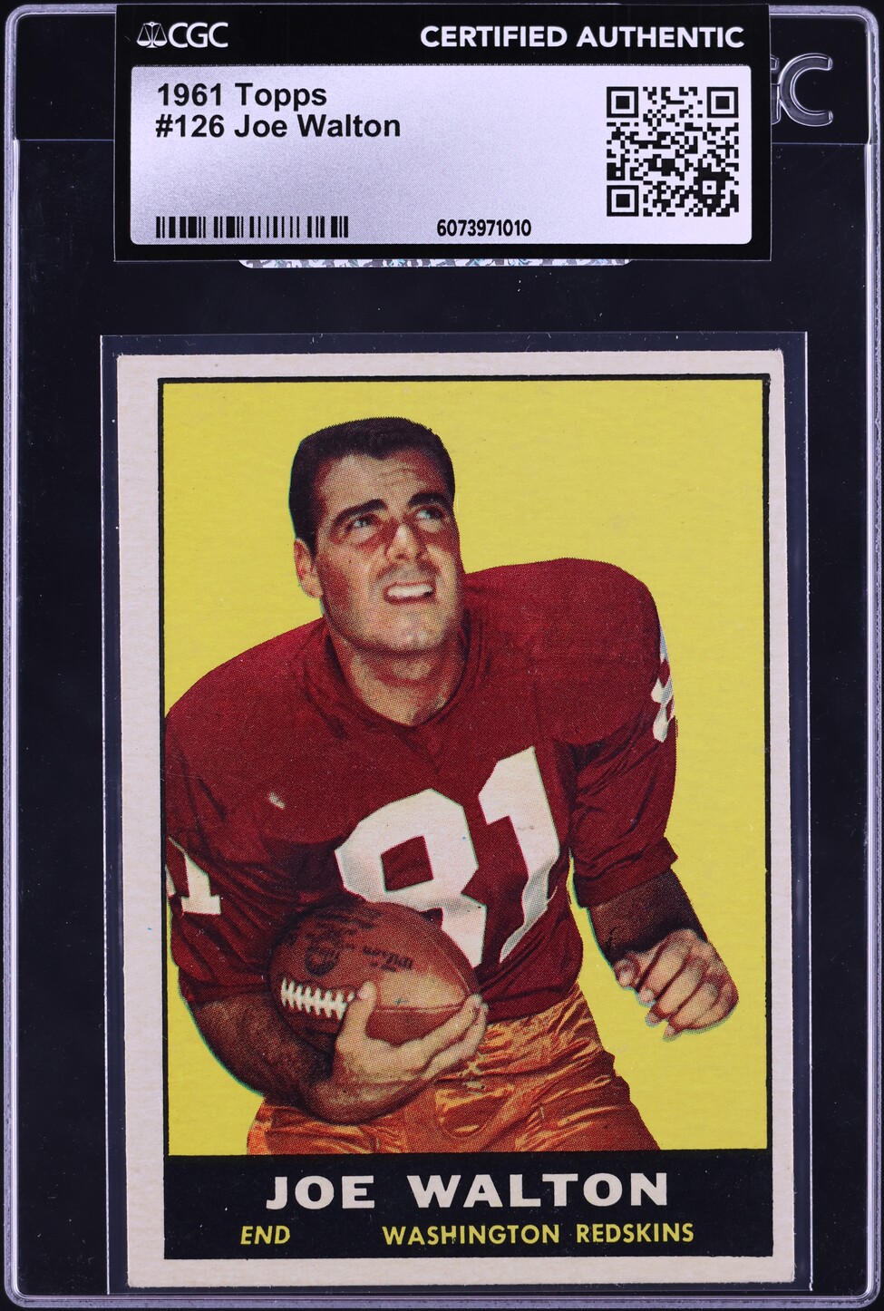 1961 Topps Football Joe Walton #126 CGC AUTH on Fanatics Collect
