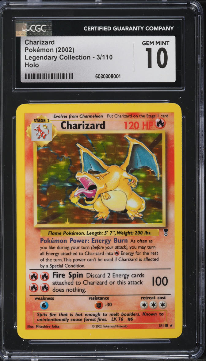 2002 Pokemon Legendary Collection Holo Charizard #3 CGC 10 GEM MINT on ...