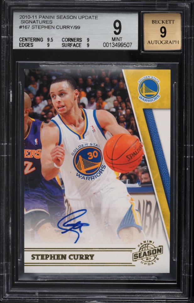 2010 Panini Season Update Signatures Stephen Curry AUTO /99 #167 BGS 9 ...