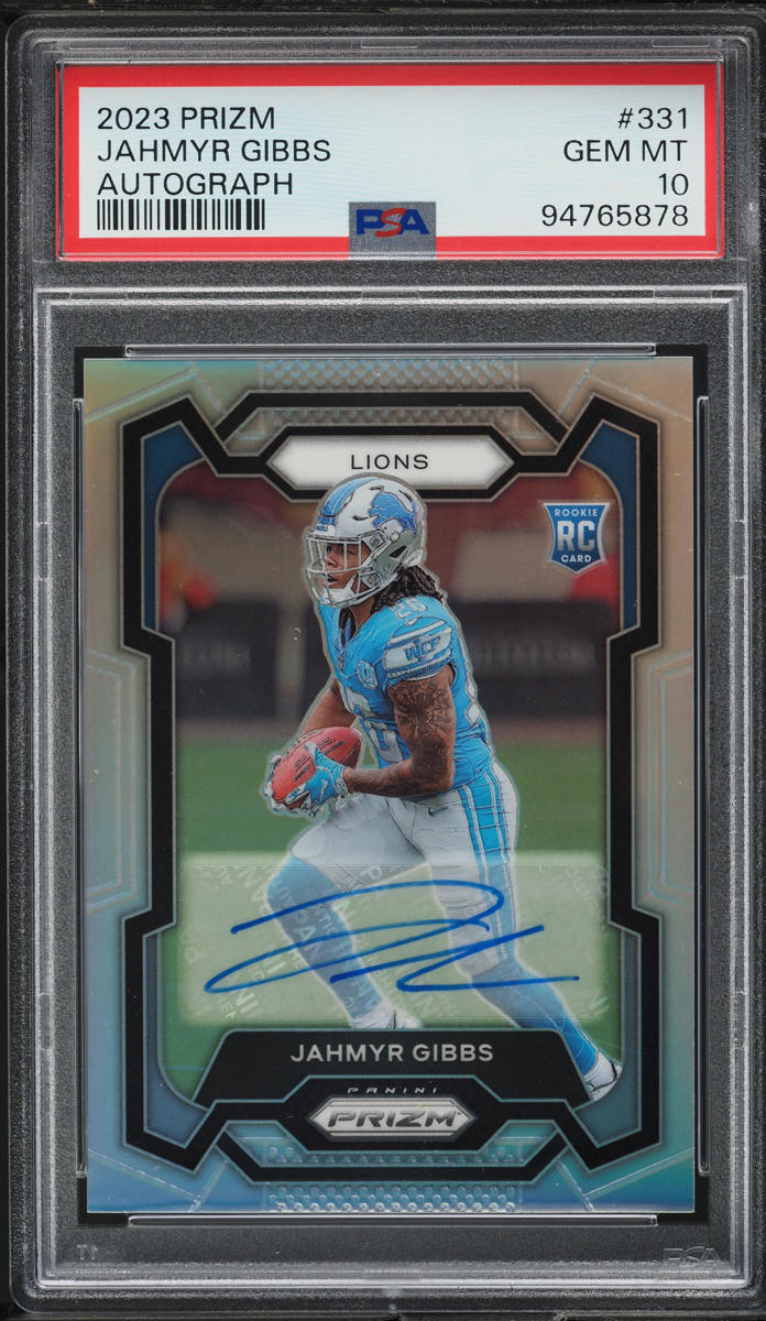 2023 Panini Prizm Jahmyr Gibbs ROOKIE AUTO #331 PSA 10 GEM MINT on ...