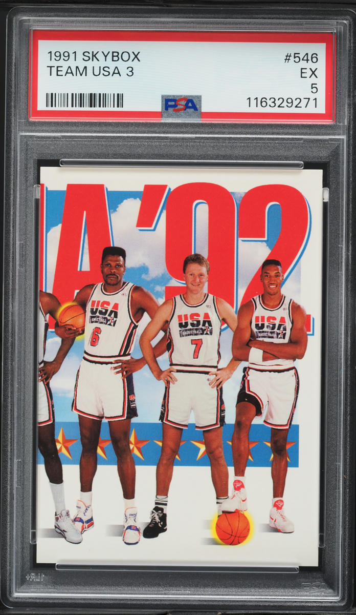 1991 Skybox USA Team 3 Scottie Pippen Larry Bird Patrick Ewing #546 PSA ...