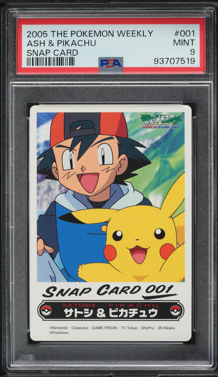 2005 Pokemon Japanese The Weekly Snap Card Ash & Pikachu #1 PSA 9 MINT ...