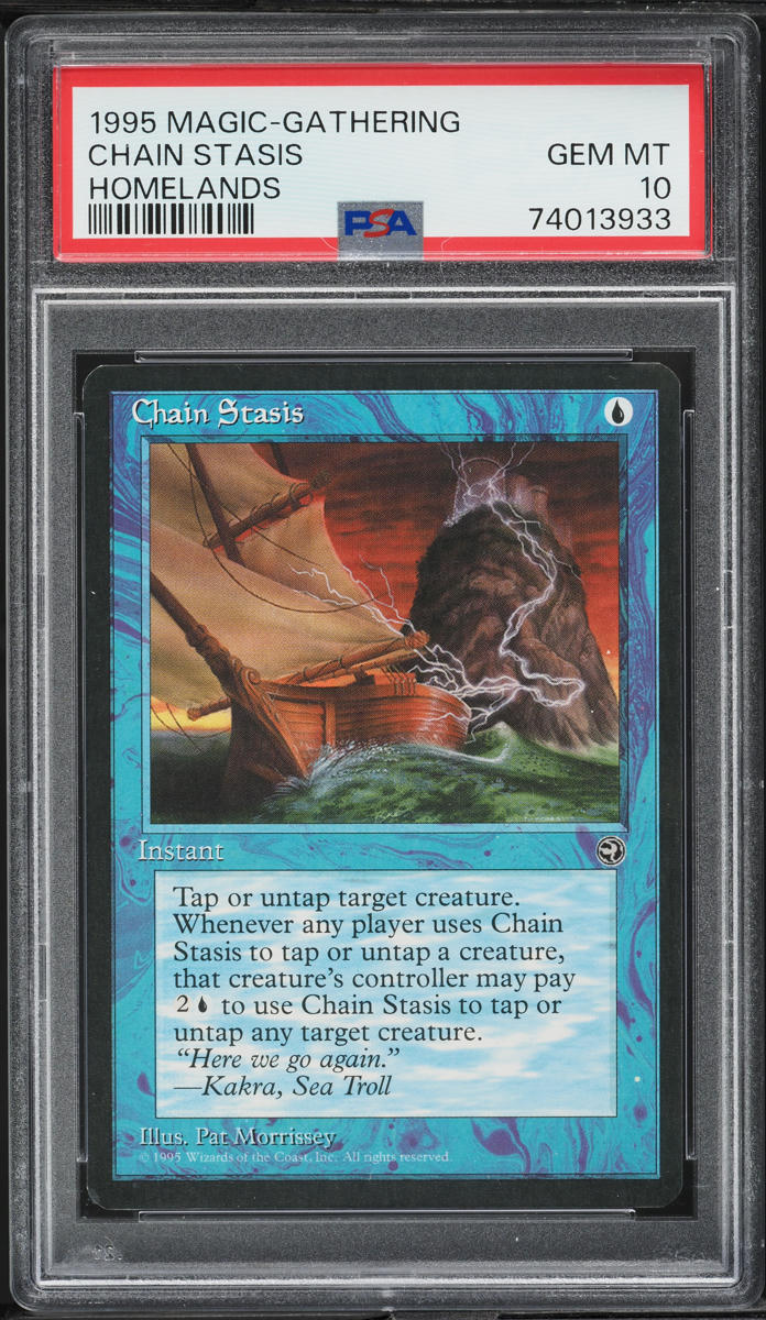 1995 Magic The Gathering MTG Homelands Chain Stasis PSA 10 GEM MINT on ...