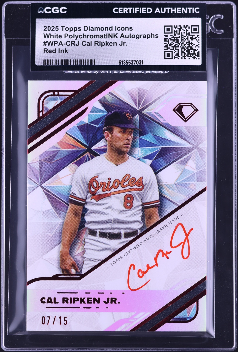 2025 Topps Diamond Icons White PolychromatINK Red Ink Cal Ripken Jr ...