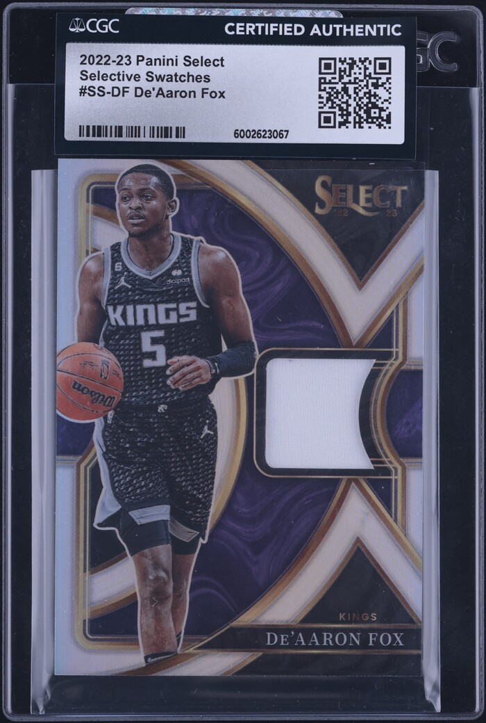 2022 Select Selective Swatches De'Aaron Fox PATCH #SS-DF CGC AUTH on ...