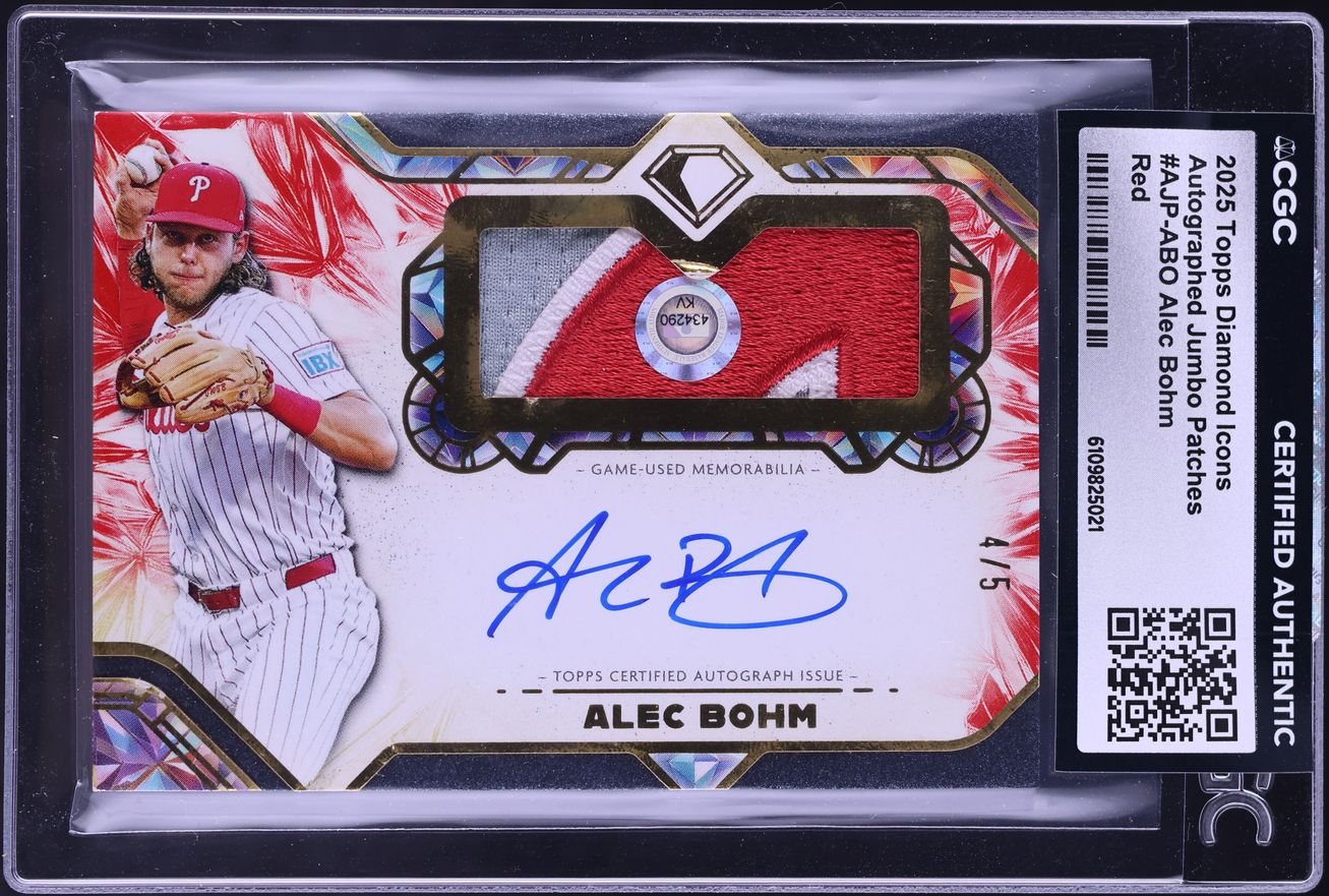 2025 Topps Diamond Icons Jumbo Red Alec Bohm PATCH AUTO /5 #AJP-ABO CGC ...