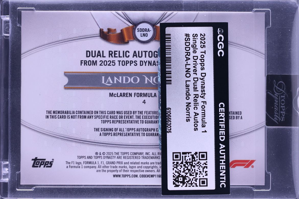 2025 Topps Dynasty Formula 1 F1 Single Driver Dual Lando Norris PATCH ...