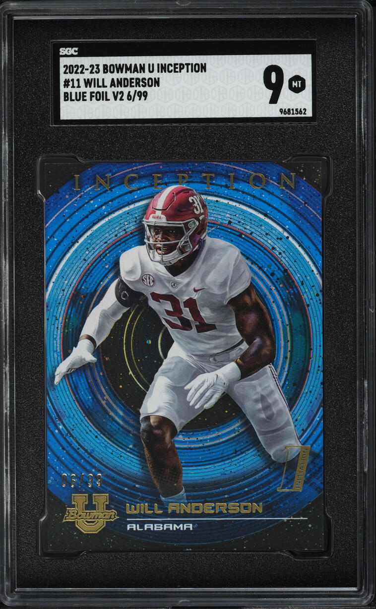 2022 Bowman University Inception Blue Foil V2 Will Anderson ROOKIE /99 ...