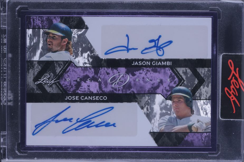 2024 Leaf Decadence Purple Jason Giambi Jose Canseco AUTO /5 #DA-19 CGC ...