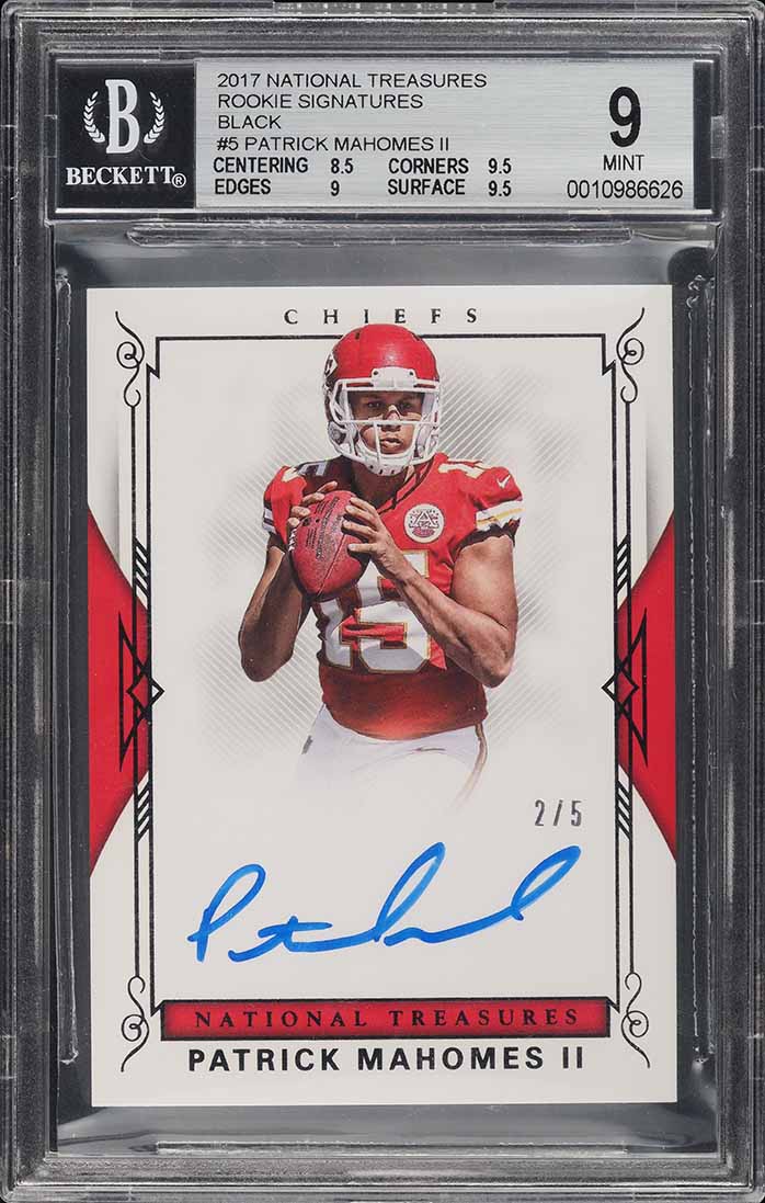 2017 National Treasures Signatures Black Patrick Mahomes ROOKIE AUTO /5 ...