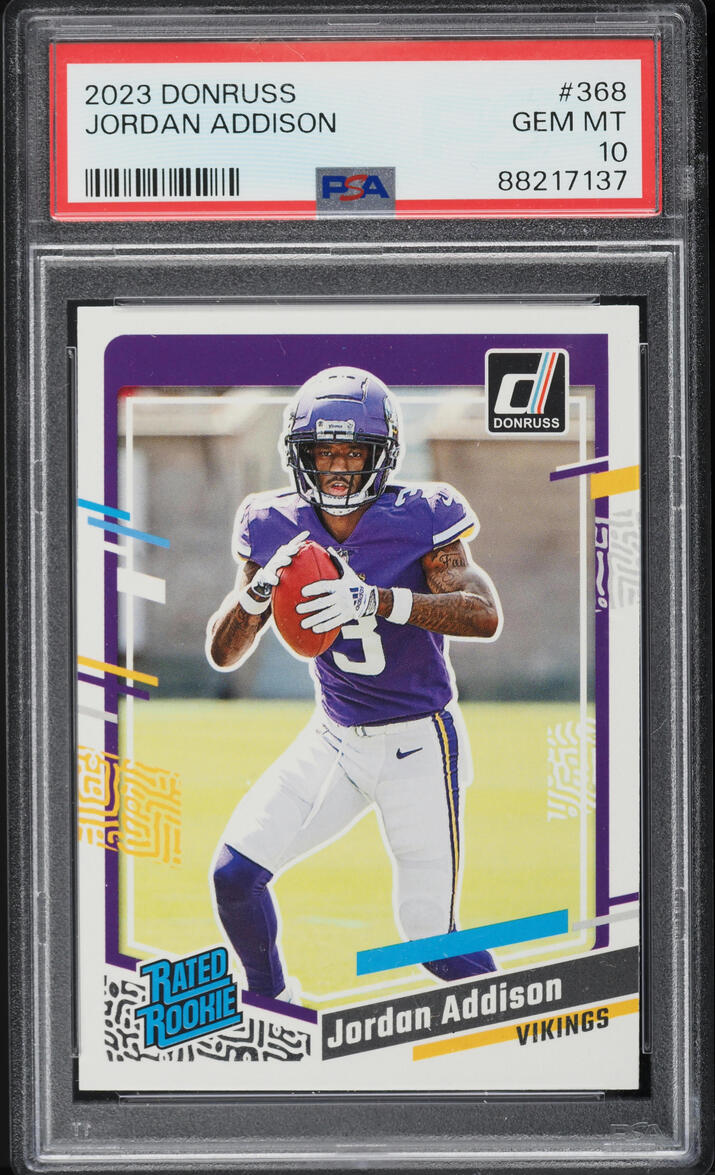 2023 Donruss Football Jordan Addison ROOKIE #368 PSA 10 GEM MINT on ...