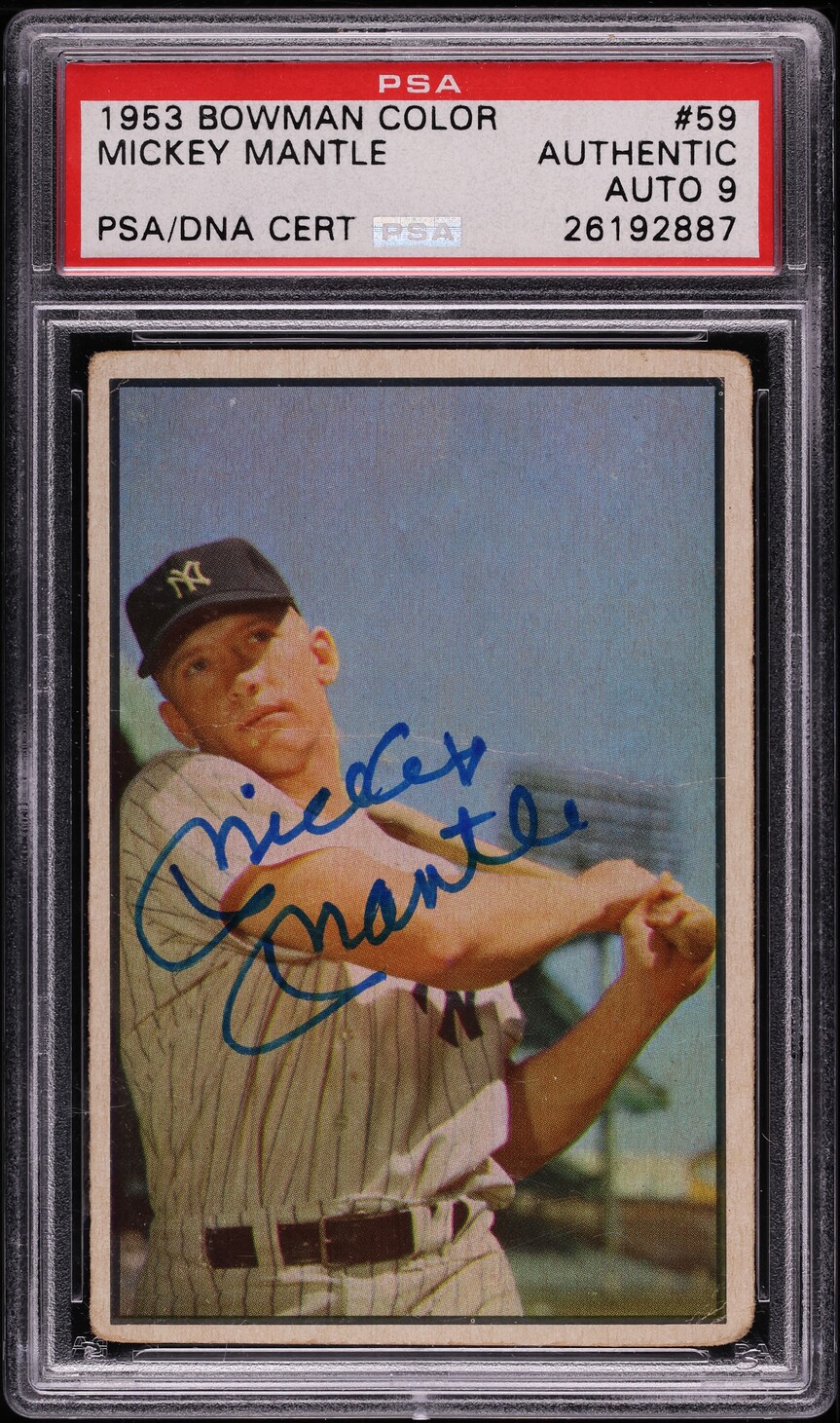 1953 Bowman Color Mickey Mantle AUTO DNA 9 #59 PSA AUTH on Fanatics Collect