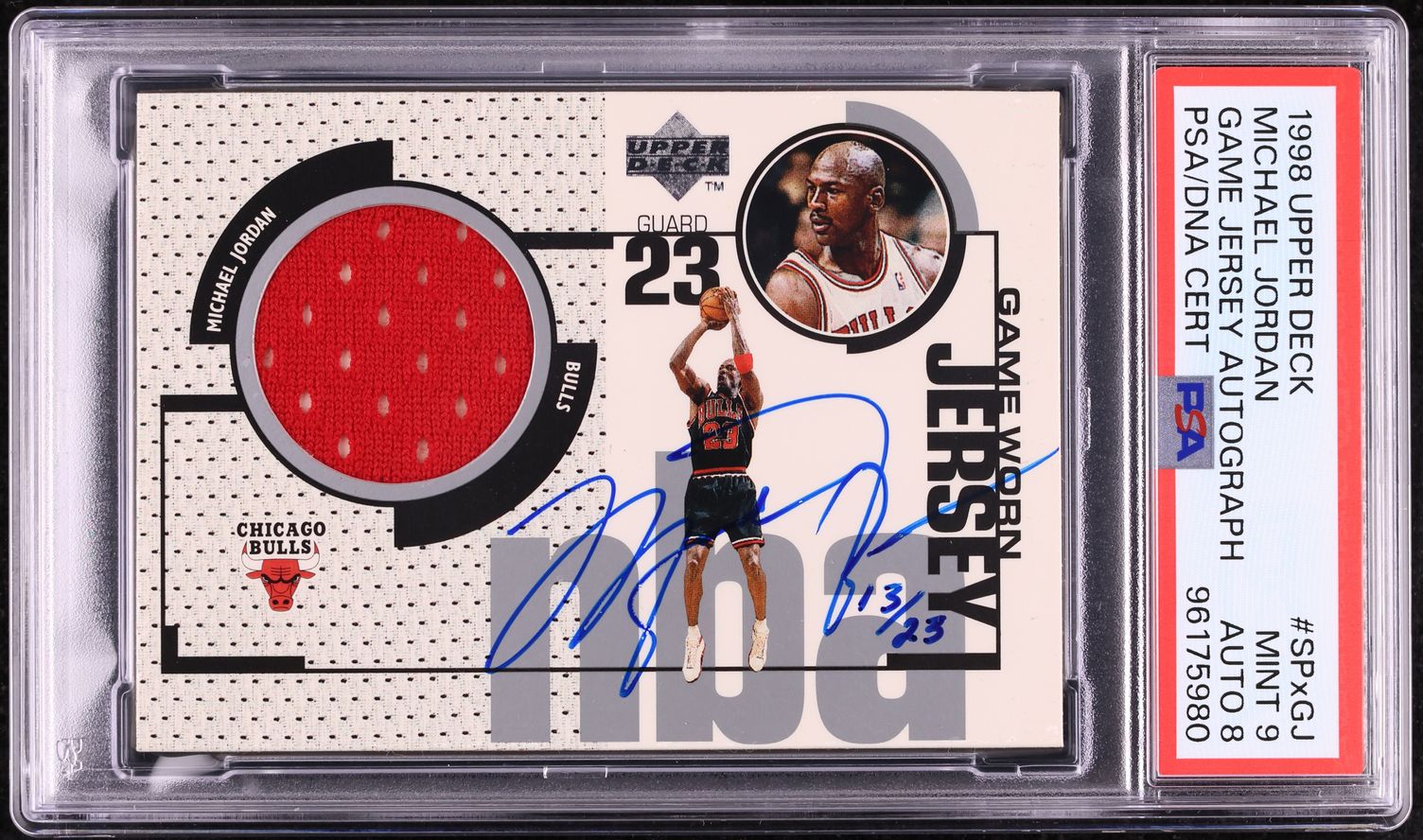 1998 UD Game Jersey Michael Jordan PATCH AUTO DNA 8 /23 #SPx-GJ PSA 9 ...