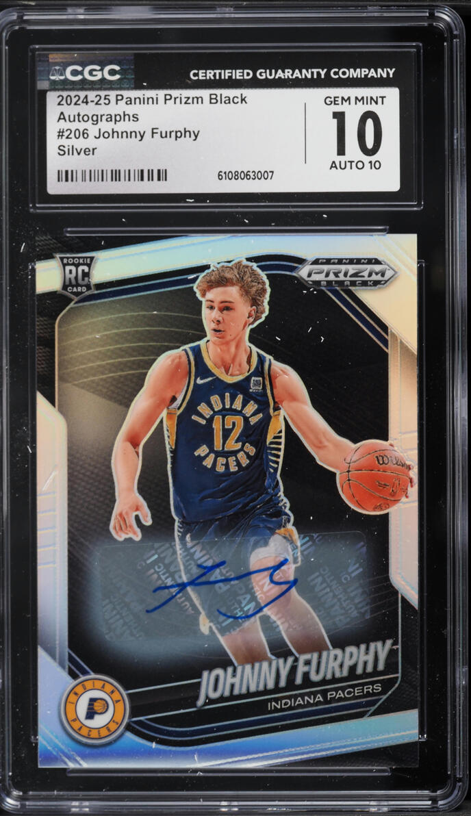 2024 Panini Prizm Black Silver Johnny Furphy ROOKIE AUTO #206 CGC 10 ...