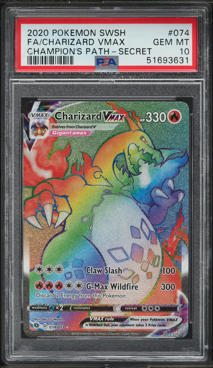 2020 Pokemon SWSH Champion's Path Hyper Rare Charizard VMAX #74 PSA 10 GEM MINT on Fanatics Collect