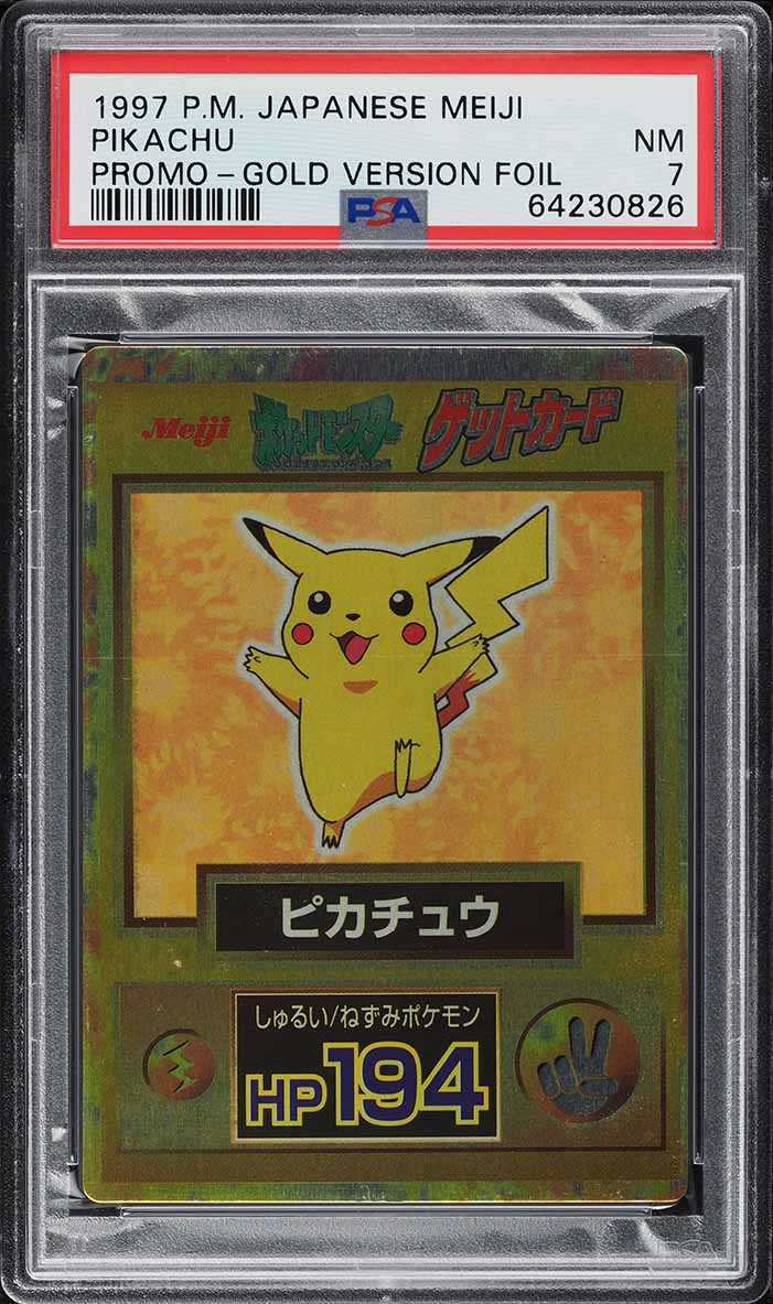 1997 Pokemon Japanese Meiji Promo Gold Version Foil Pikachu PSA 7 NRMT ...