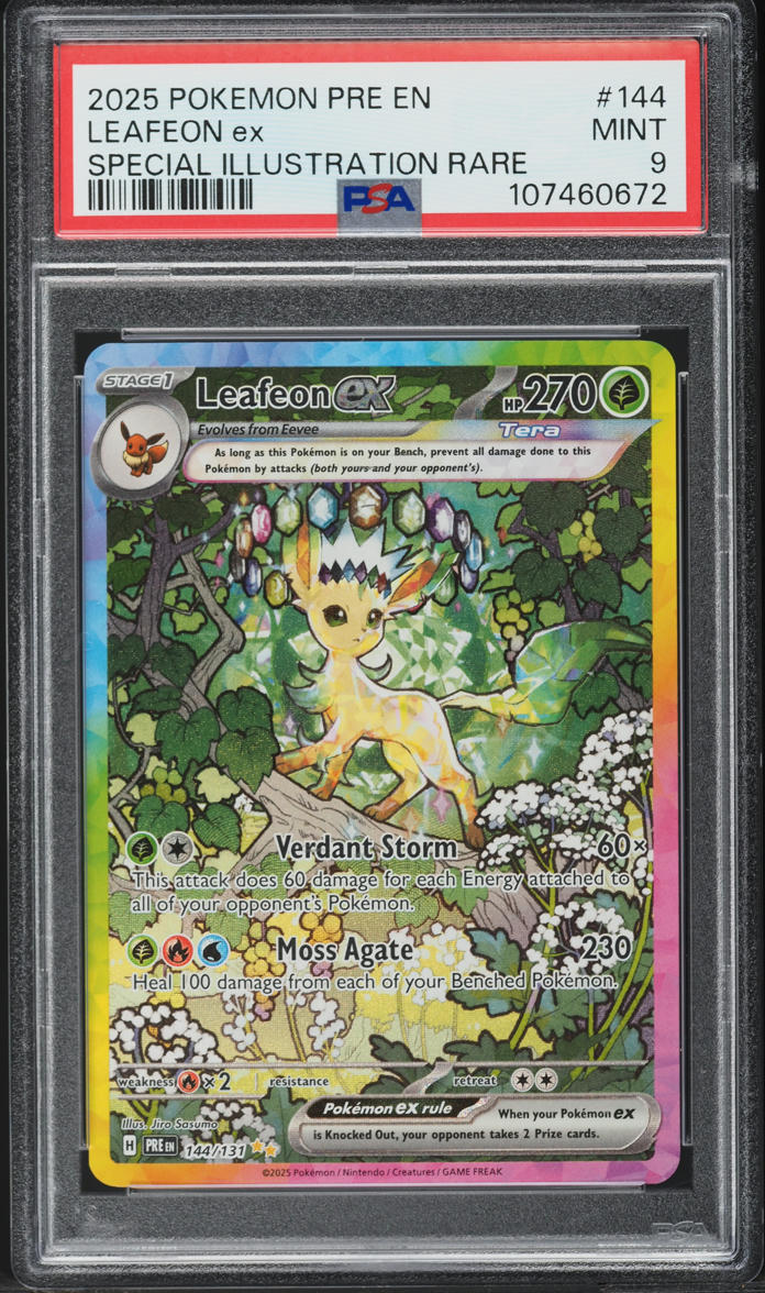 2025 Pokemon SV Prismatic Evolutions SIR Leafeon ex #144 PSA 9 MINT on ...