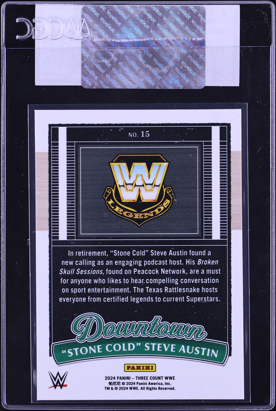 2024 Panini Three Count WWE Downtown Stone Cold Steve Austin #15 CGC ...