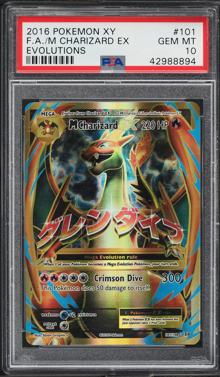 2016 Pokemon XY Evolutions Full Art M Charizard EX #101 PSA 10 GEM MINT ...