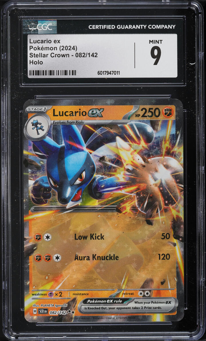 2024 Pokemon Scarlet & Violet Stellar Crown Holo Lucario ex #82 CGC 9 MINT on Fanatics Collect